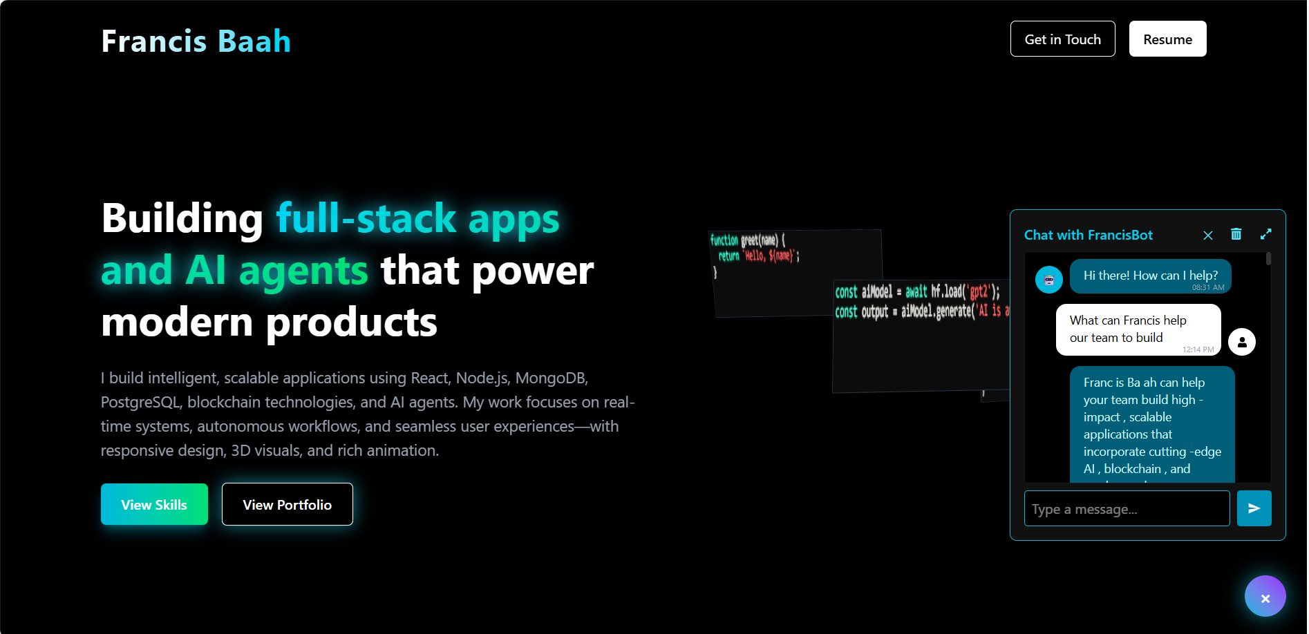 Francis Baah | Full-Stack Developer & AI Engineer